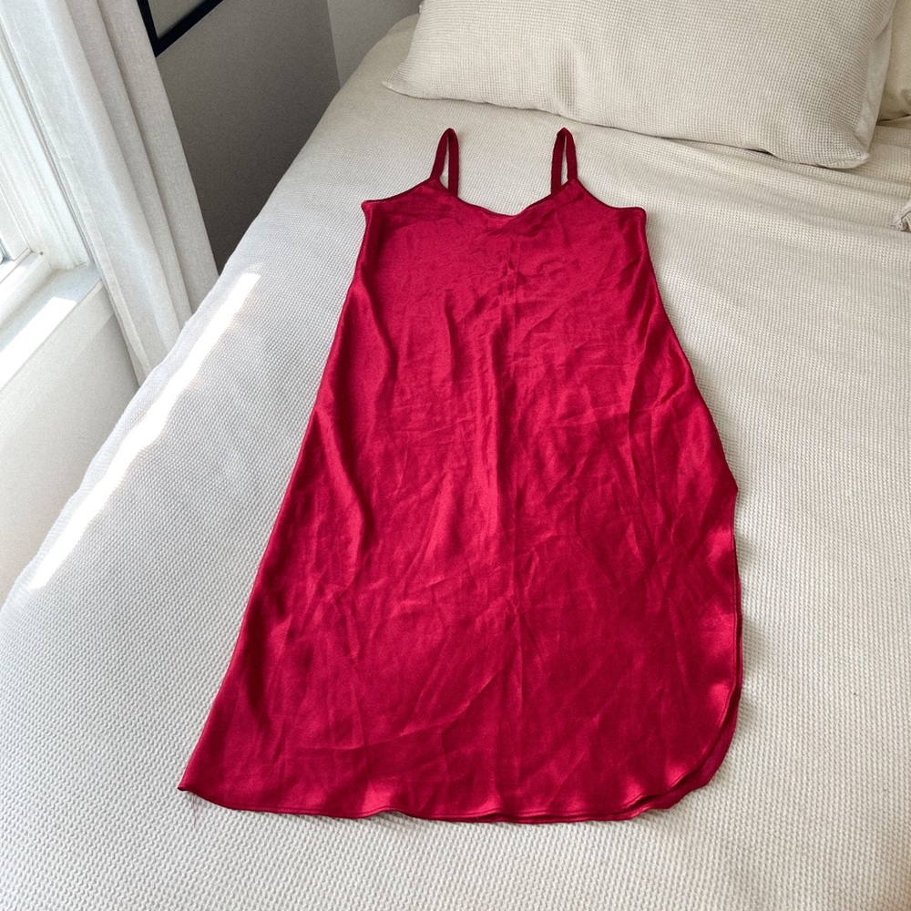 Vintage La Intimates Red Satin Slip Dress - Gem